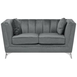 Beliani 2-SITZER-SOFA Samtstoff Grau Gaula