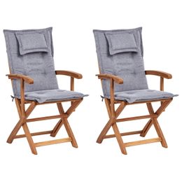 Beliani GARTENSTUHL 2er-Set Holz Grau MAUI Maui II