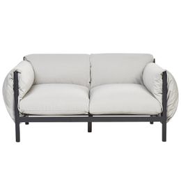 Beliani GARTENSOFA 2-Sitzer Aluminium hellgrau/schwarz Esperia
