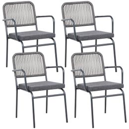 Beliani GARTENSTUHL 4er-Set Grau Taceno