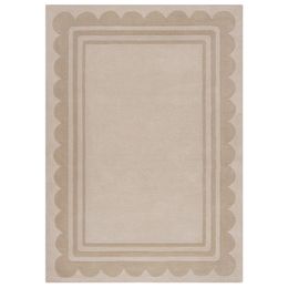 KADIMA DESIGN WOLLTEPPICH WENSUM, mit grafischem Muster mit Rahmen, Beige, 160 x 230 cm