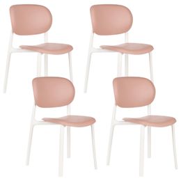 Beliani GARTENSTUHL 4er-Set Pastellrosa Musano