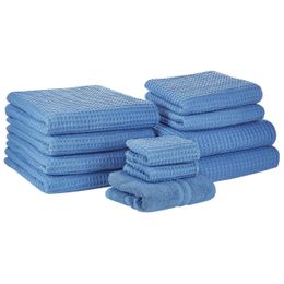 Beliani BADEHANDTUCH 11-teiligBlau Areora