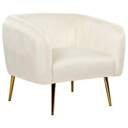 Beliani SESSEL Samtstoff Beige Laconia