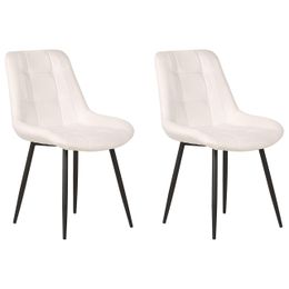 Beliani ESSZIMMERSTUHL 2er-Set Samtstoff cremewei&szlig; Melrose