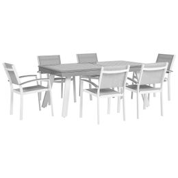 Beliani GARTENM&Ouml;BEL SET 6-Sitzer Aluminium grau Pereta