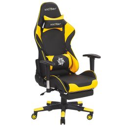 Beliani GAMINGSTUHL Kunstleder Schwarz/Gelb Victory