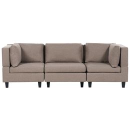 Beliani 3-SITZER-SOFA Leinenoptik braun Unstad