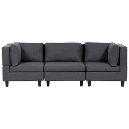 Beliani 3-SITZER-SOFA Leinenoptik dunkelgrau Unstad