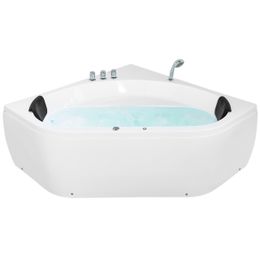 Beliani WHIRLPOOL-BADEWANNE mit LED 140x140x55 cm wei&szlig; Meves