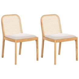 Beliani ESSZIMMERSTUHL 2er Set Stoff Hellbraun/Beige Edina