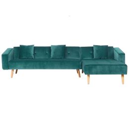 Beliani ECKSOFA Samtstoff Gr&uuml;n Vadso
