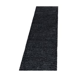 KADIMA DESIGN HOCHFLORTEPPICH SALZACH, einfarbig, aus Polypropylen, Anthrazit, 80 x 250 cm