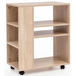 KADIMA DESIGN REGAL Multifunktional Mit Rollen Modern BRENTA, Beige 60x35x75 cm