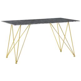 Beliani ESSTISCH 140/80/75 cm Schwarz, Wei&szlig;, Goldfarben Rechteckig Kenton