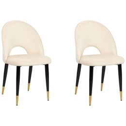Beliani ESSZIMMERSTUHL 2er-Set Samtstoff Beige Magalia
