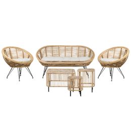 Beliani 4-SITZER LOUNGE SET Rattan Nat&uuml;rlich Maratea/Cesenatico