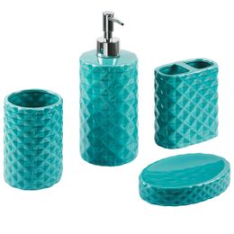 Beliani BADEZIMMER Set 4-teilig Keramik t&uuml;rkis Guatire