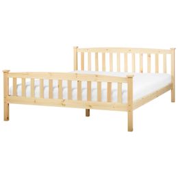 Beliani BETT mit Lattenrost 160x200 cm Heller Holzfarbton Giverny