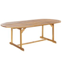 Beliani GARTENTISCH Akazienholz hellbraun 160/220/100 cm ausziehbar Maui