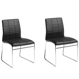 Beliani ESSZIMMERSTUHL 2er-Set Kunstleder Schwarz Kiron