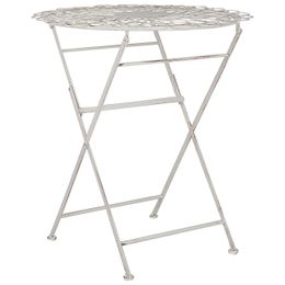 Beliani GARTENTISCH Metall cremewei&szlig; 70 cm zusammen klappbar Stiffe