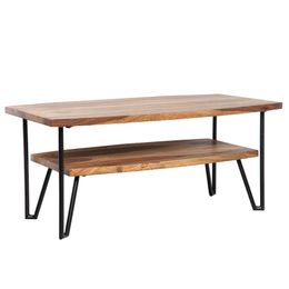KADIMA DESIGN COUCHTISCH Sheesham Massivholz Metall Industrial-Style 90x50x40 cm