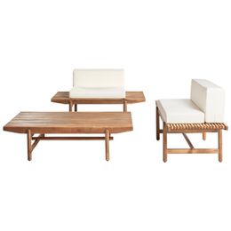 Beliani LOUNGE-SET 2-Sitzer Heller Holzfarbton Giaveno