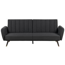 Beliani 3-SITZER-SCHLAFSOFA Samtstoff schwarz Vimmerby