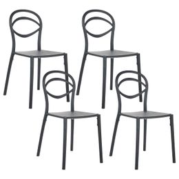 Beliani GARTENSTUHL 4er-Set Schwarz Covolo