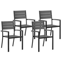 Beliani GARTENSTUHL 4er-Set Kunstholz grau/schwarz Prato