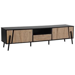 Beliani TV-M&Ouml;BEL Hellbraun, Schwarz BLACKPOOL 40/177/46 cm