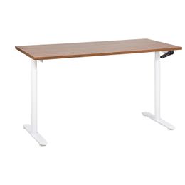 Beliani SCHREIBTISCH braunwei&szlig; 160/72 cm manuell h&ouml;henverstellbar Destin IV