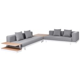 Beliani LOUNGE SET 5-Sitzer Aluminium wei&szlig; Auflagen grau Missanello