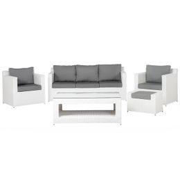 Beliani LOUNGE-SET 6-Sitzer wei&szlig; Roma