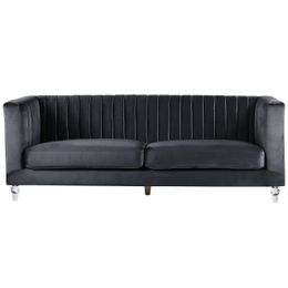 Beliani 3-SITZER-SOFA Samtstoff Schwarz Arvika