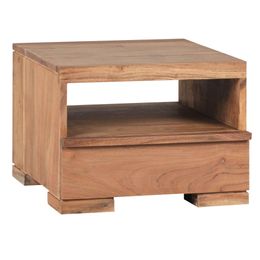 KADIMA DESIGN NACHTTISCH Massivholz Schublade Ablage Pflegeleicht NAKO, Beige 40x40x30 cm