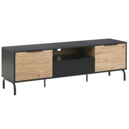 Beliani TV-M&Ouml;BEL Schwarzes, Hellbraun ITACA 41/160/52 cm