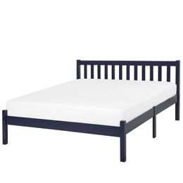Beliani HOLZBETT 140/200cm Marineblau Florac