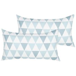 Beliani GARTENKISSEN 2er-Set Dreiecke blau/weiss 40/70 cm Trifos