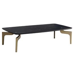 KADIMA DESIGN COUCHTISCH Schwarz/Gold Hochglanz Marmor Optik 120x60x30.5 cm Metall-Gestell