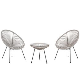 Beliani BALKONSET 2-Sitzer Rattan hellgrau Acapulco II