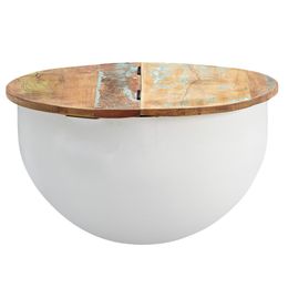 KADIMA DESIGN COUCHTISCH Industrie Stil mit klappbarer Tischplatte, Aufbewahrung, Massivholz, Metallk&ouml;rper, Wei&szlig; 60x60x34 cm
