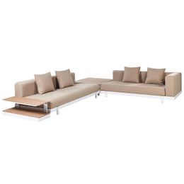 Beliani LOUNGE SET 5-Sitzer Aluminium wei&szlig; Auflagen beige Missanello
