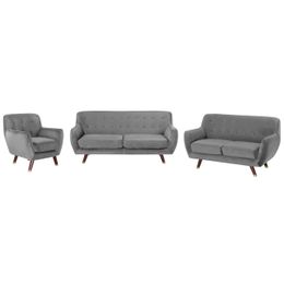 Beliani SOFA-SET 6-sitzer Samtstoff Grau Bodo