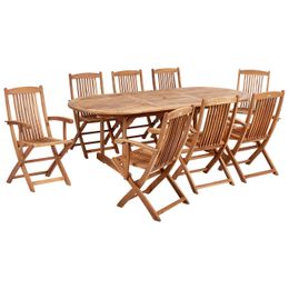Beliani GARTENTISCH-SET 8-Sitzer Heller Holzfarbton Maui II