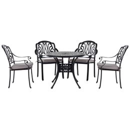Beliani GARTENM&Ouml;BEL SET 4-Sitzer Aluminium schwarz Ancona