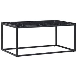 Beliani COUCHTISCH Marmor Optik schwarz rechteckig 60/100 cm Delano