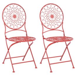 Beliani GARTENSTUHL 2er-Set Eisen rot Scario
