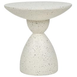 Beliani GARTENBEISTTELLTISCH Beton cremewei&szlig; Terrazzo Optik rund 50 cm Caffi